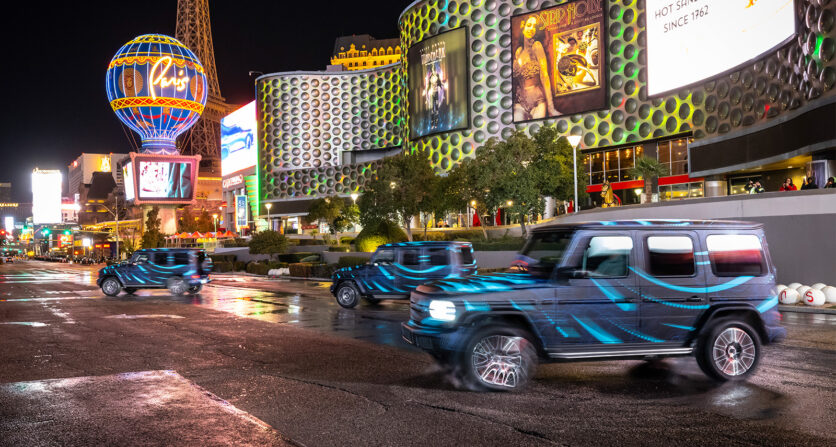 Watch the Electric Mercedes G-Wagon's 720 G-Turn in Vegas - Sharp Magazine